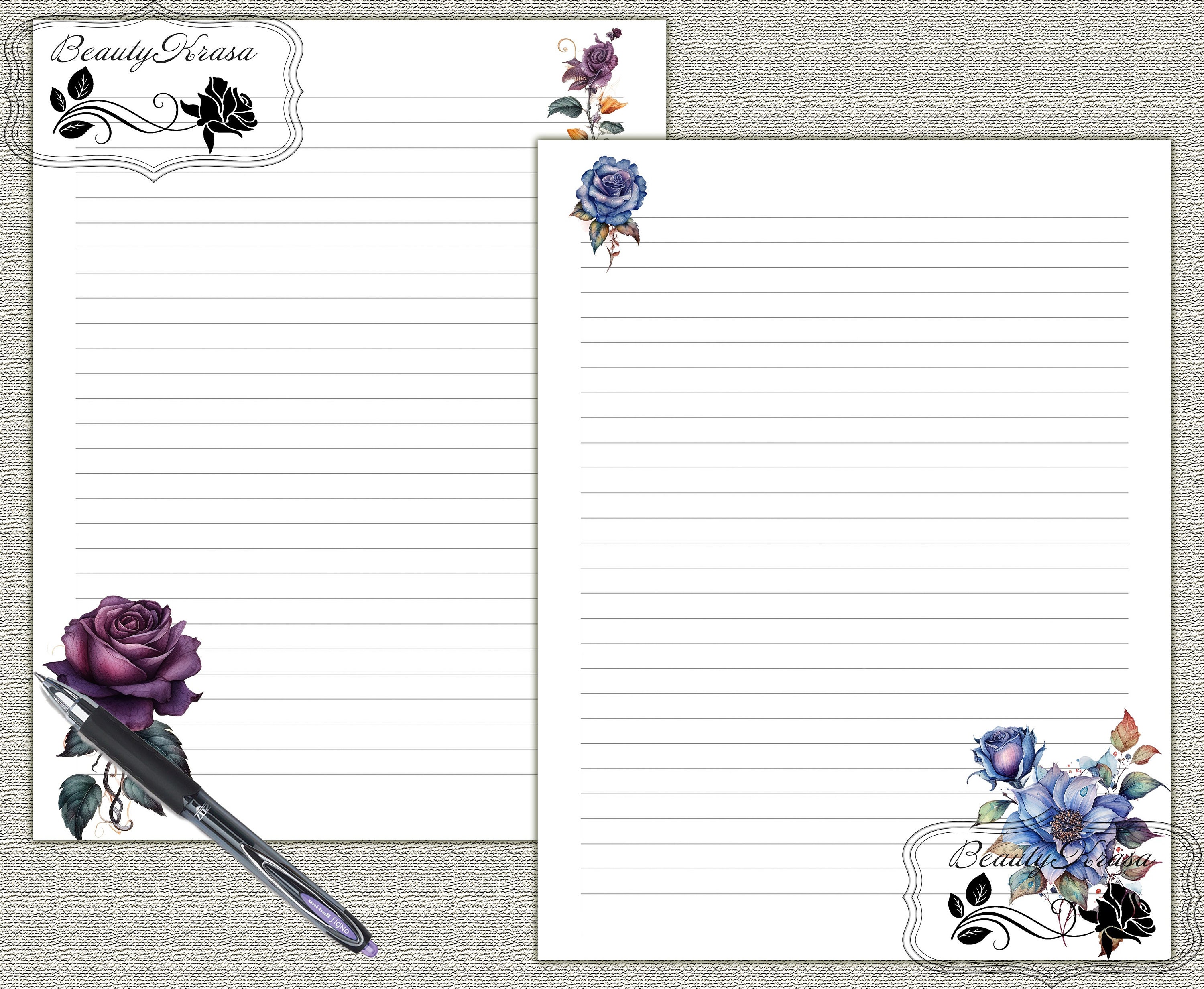 Letter Writing Bundle,printable Pdf Stationery Set Fantasy Floral ...