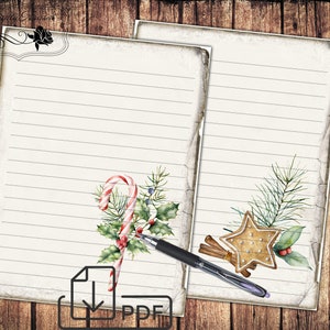 Christmas Stationary Digital Set,letter Writing Lined Paper - Etsy