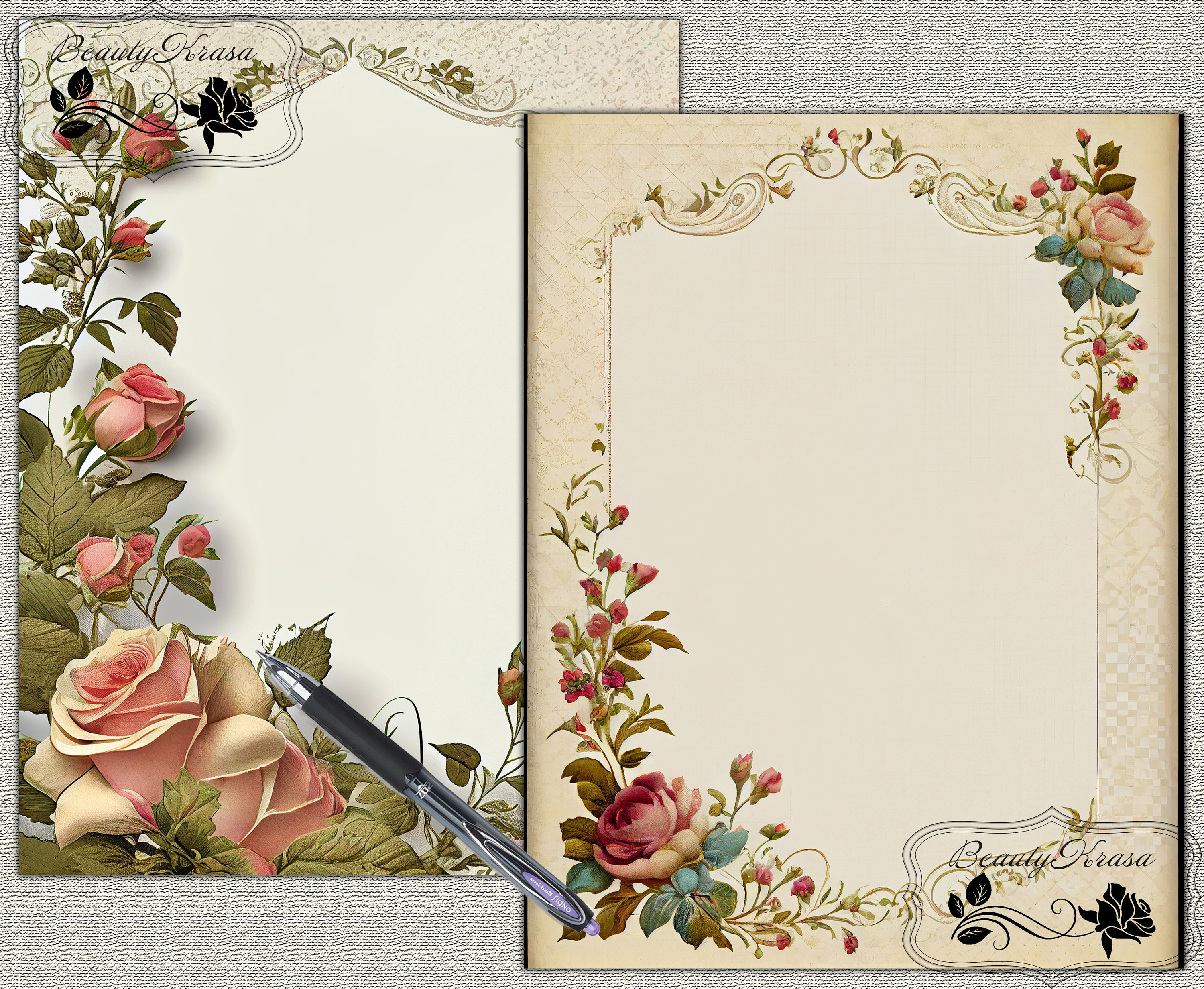Letter Writing Bundle,printable Pdf Stationery Set Delicate Frames ...