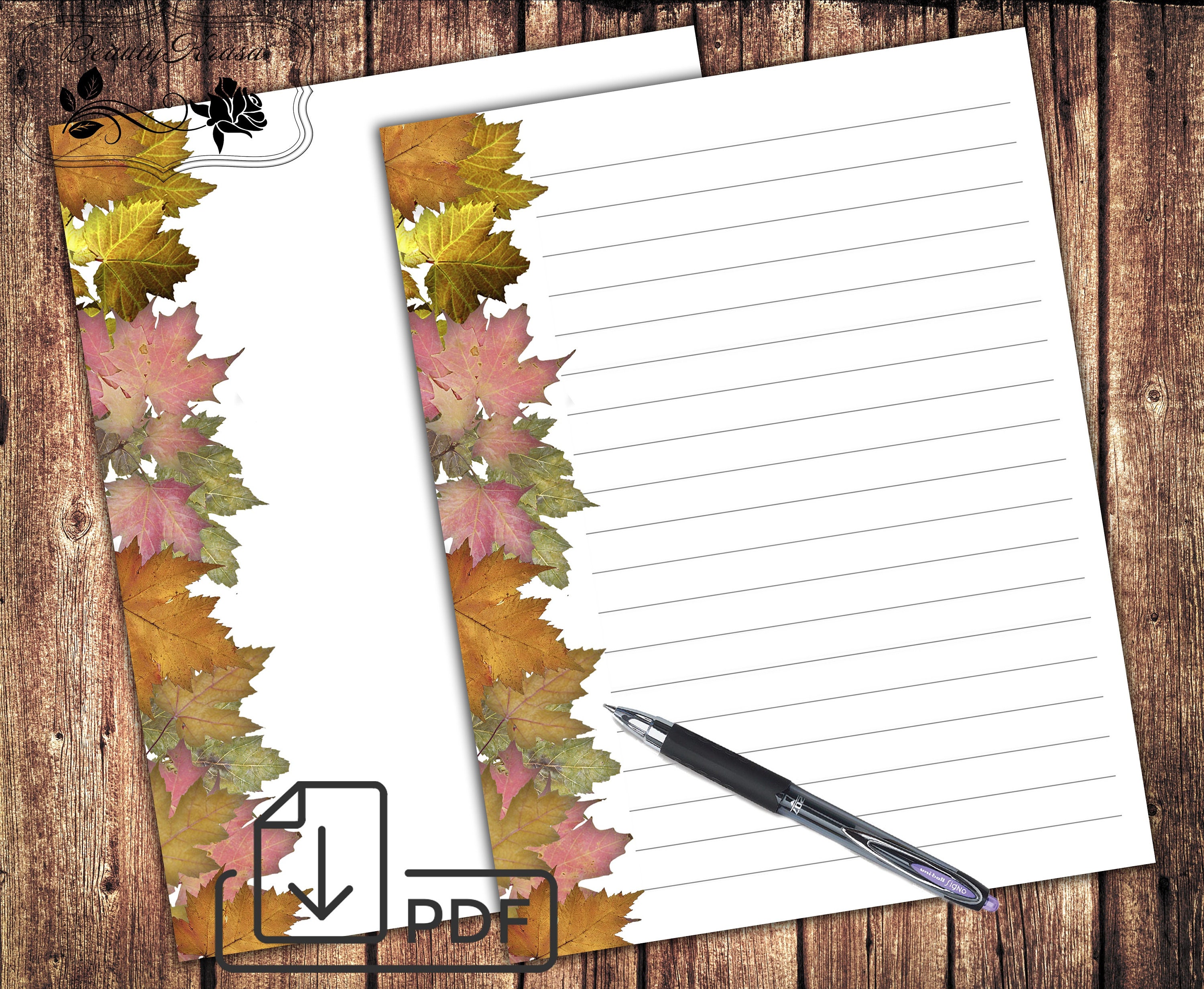 Printable Letter Writing Stationery Set Fall - Etsy
