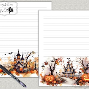Letter Writing Bundle,printable Pdf Stationery Set Halloween,unlined ...