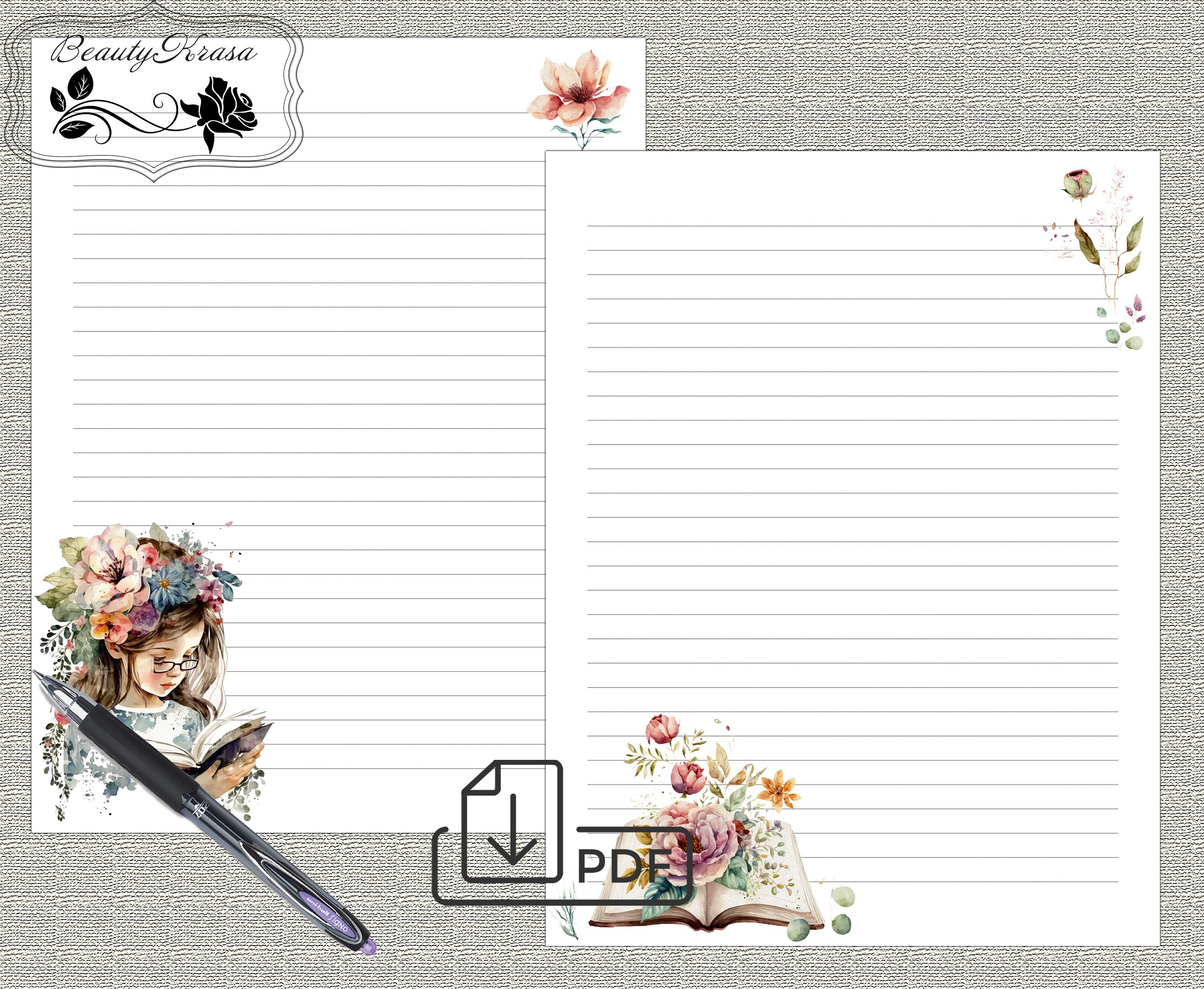 Letter Bundle Writing Stationery Setprintable Stationary - Etsy