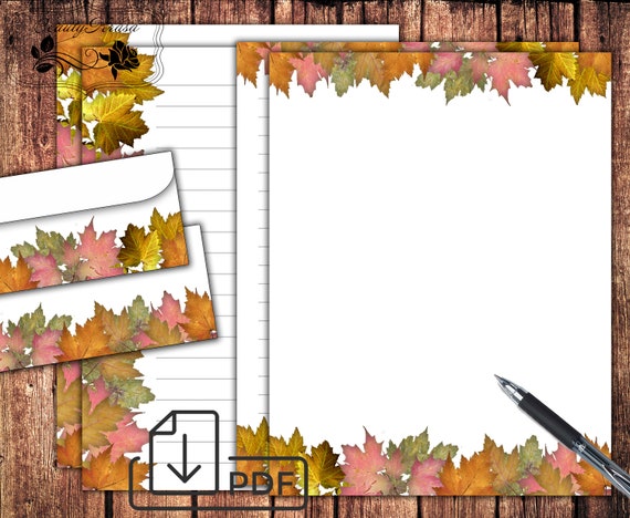 Printable Letter Writing Stationery Set Fall | Etsy