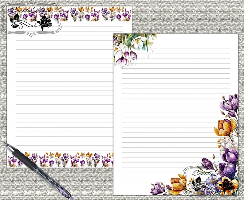 Letter Writing Bundle Crocus Printable Stationeryunlined - Etsy