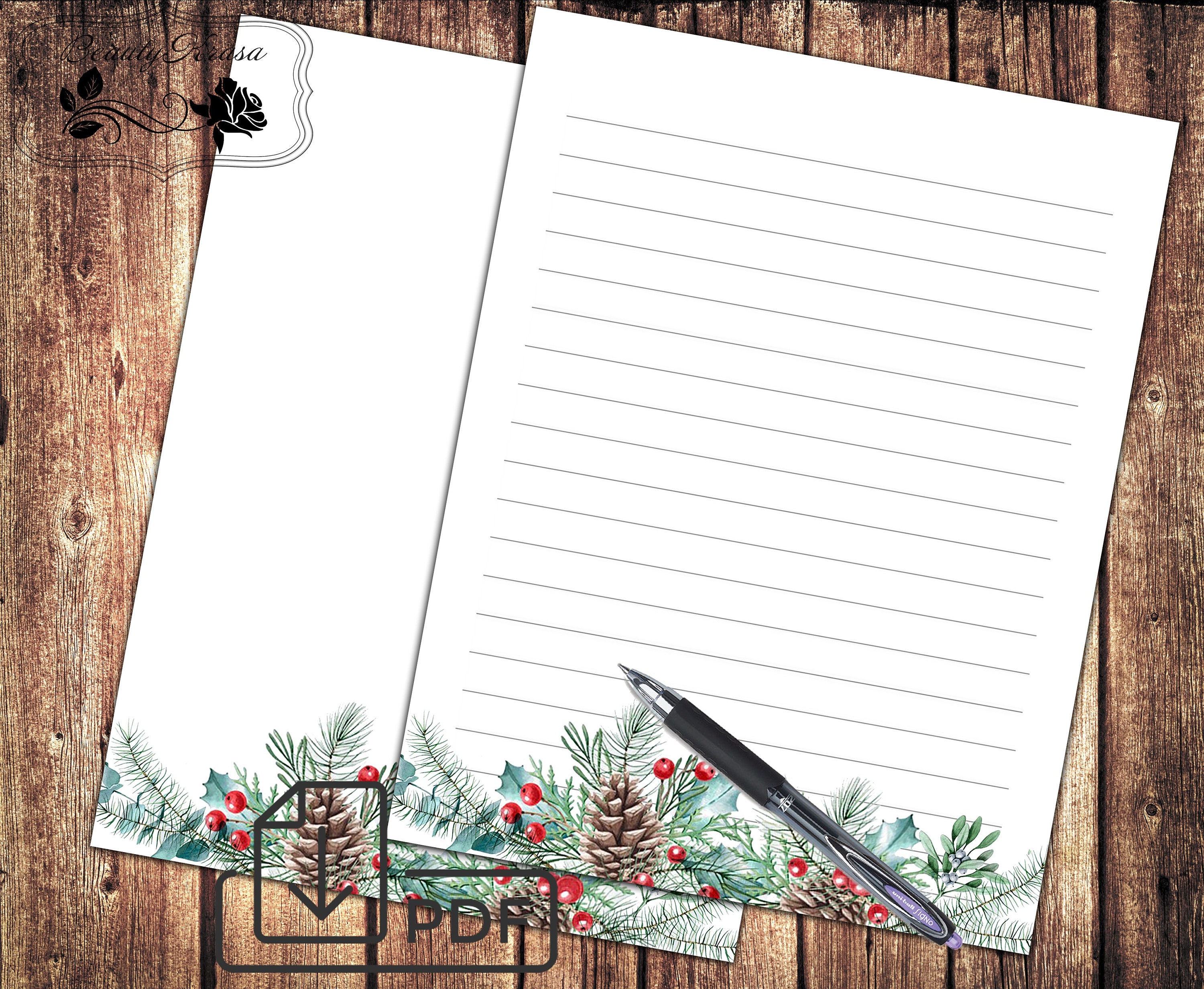 Printable Christmas Stationary Digital Setletter Writing | Etsy