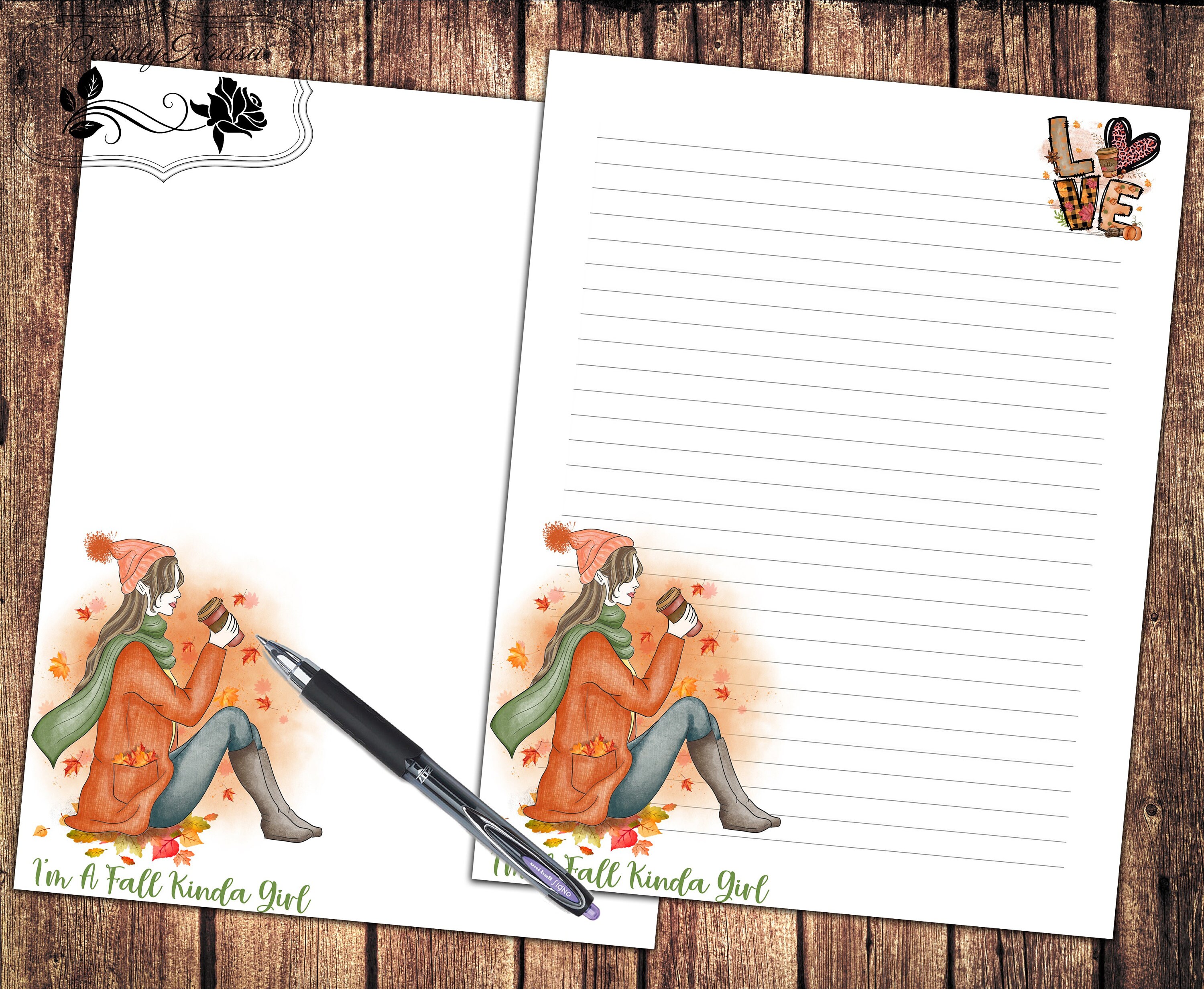 Autumn Cute Stationary Letter Writing Setfall Printable - Etsy