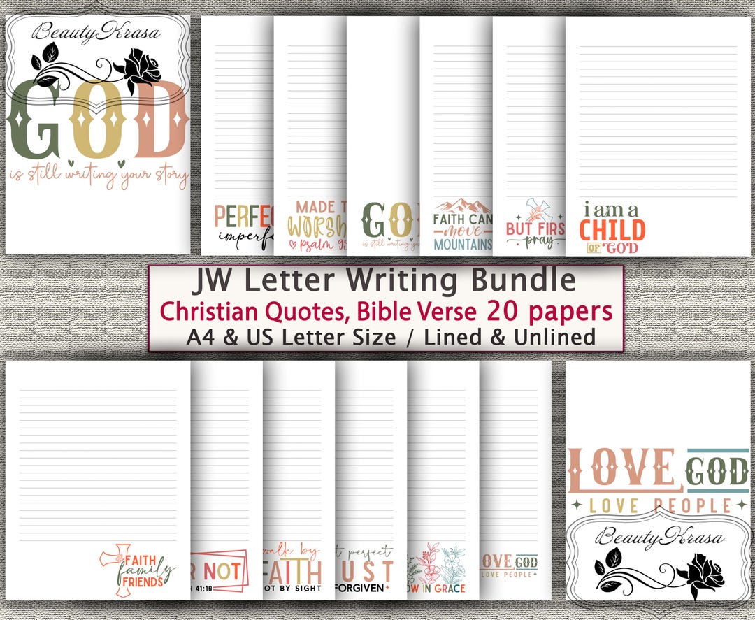 JW Letter Bundle Writing Stationery Set,printable Stationary Christian ...