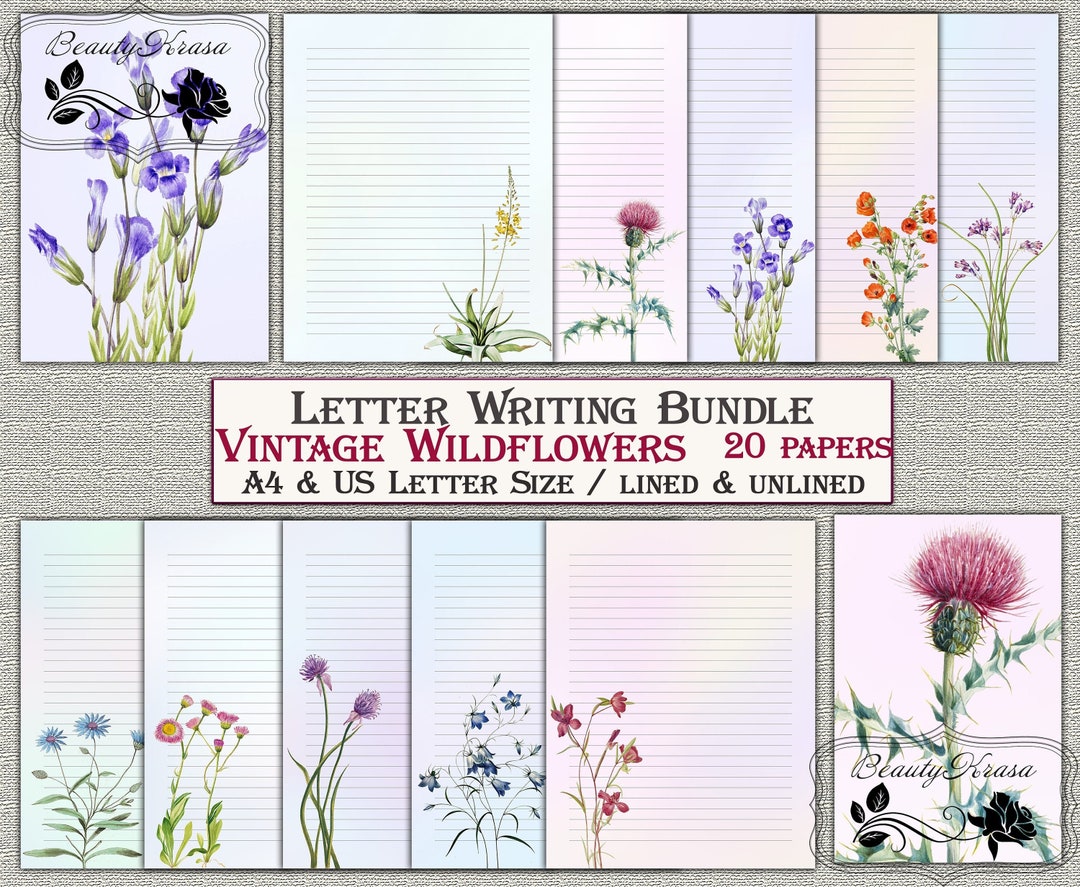 Letter Writing Bundle Paper Stationary Set,printable Stationery Vintage ...