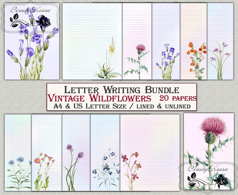 Letter Writing Bundle Paper Stationary Setprintable - Etsy