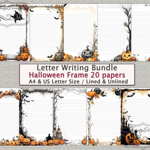 Letter Writing Bundle, Halloween Frame PDF Stationery,unlined Lined 20 ...