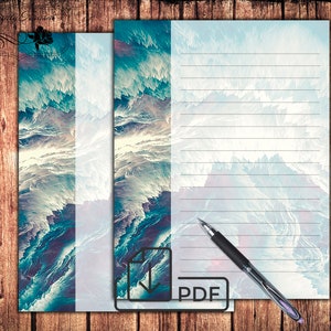 Printable Letter Blue Writing Paper,stationery Set,lined Unlined Paper ...