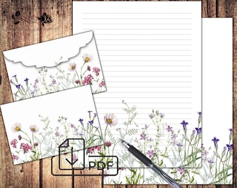 Spring Flowers Printable Stationery Printable Writing Paper - Etsy
