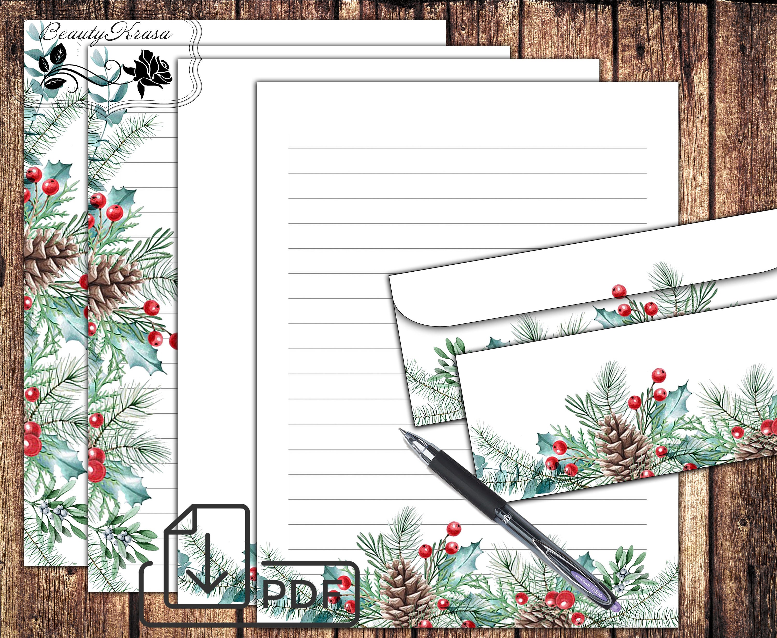 Printable Christmas Stationary Digital Setletter Writing | Etsy