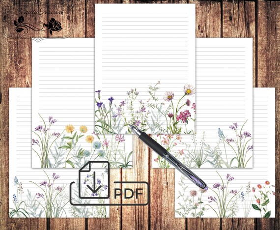 Vintage Wildflowers Stationary Digital Setletter Writing | Etsy