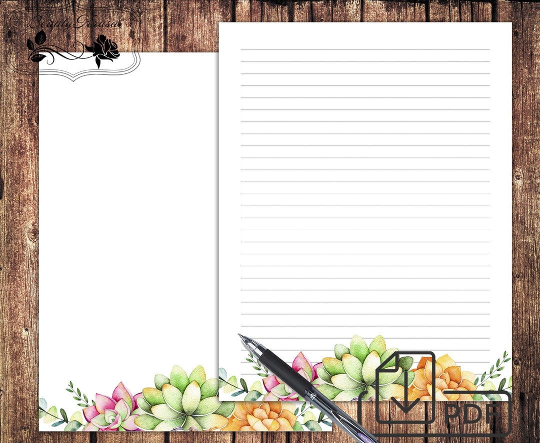 Letter Printable Writing Paper, Stationery Set,unlined Lined Paper ...