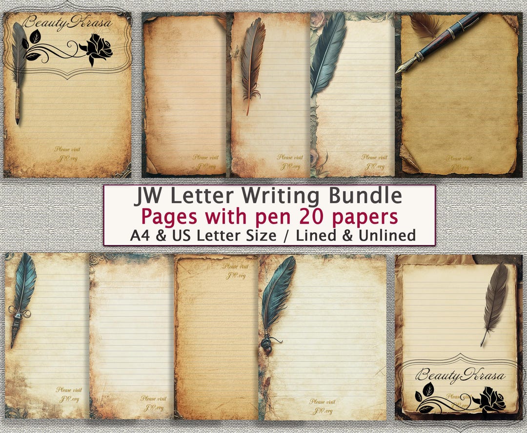 JW Letter Bundle Pages With Pen Writing Pdf Stationery Set ,unlined ...