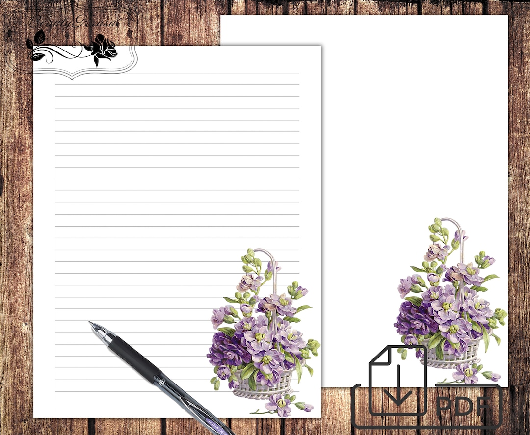 Letter Printable Writing Paper Stationery Setunlined Lined - Etsy