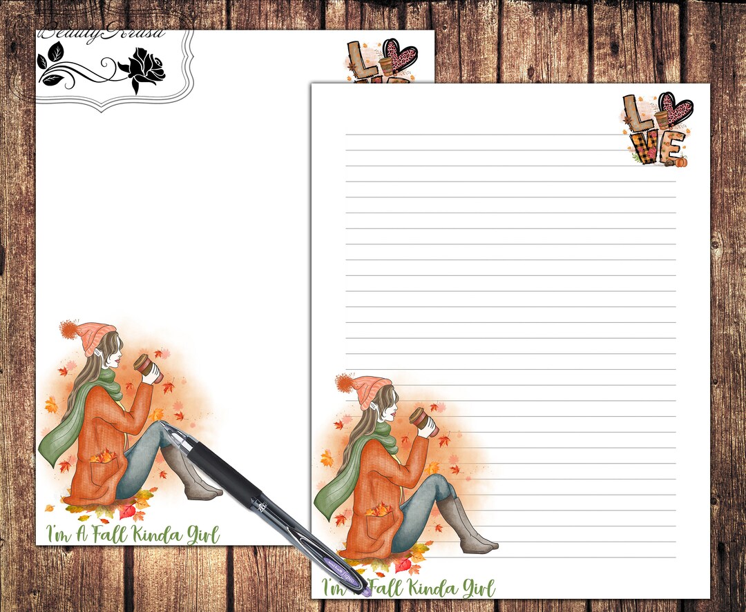 Autumn Cute Stationary Letter Writing Set,fall Printable Letters ...