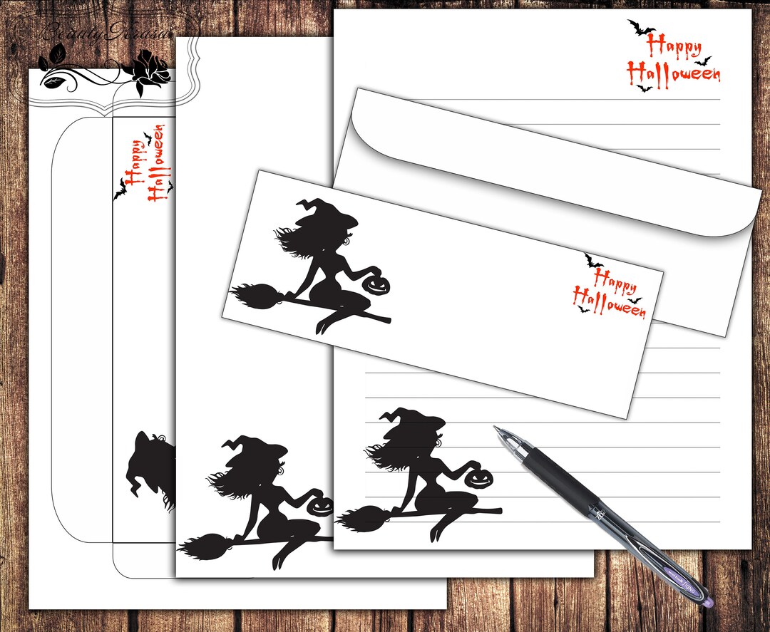 Stationery Halloween Set 5,printable Letter Writing Lined Unlined ...