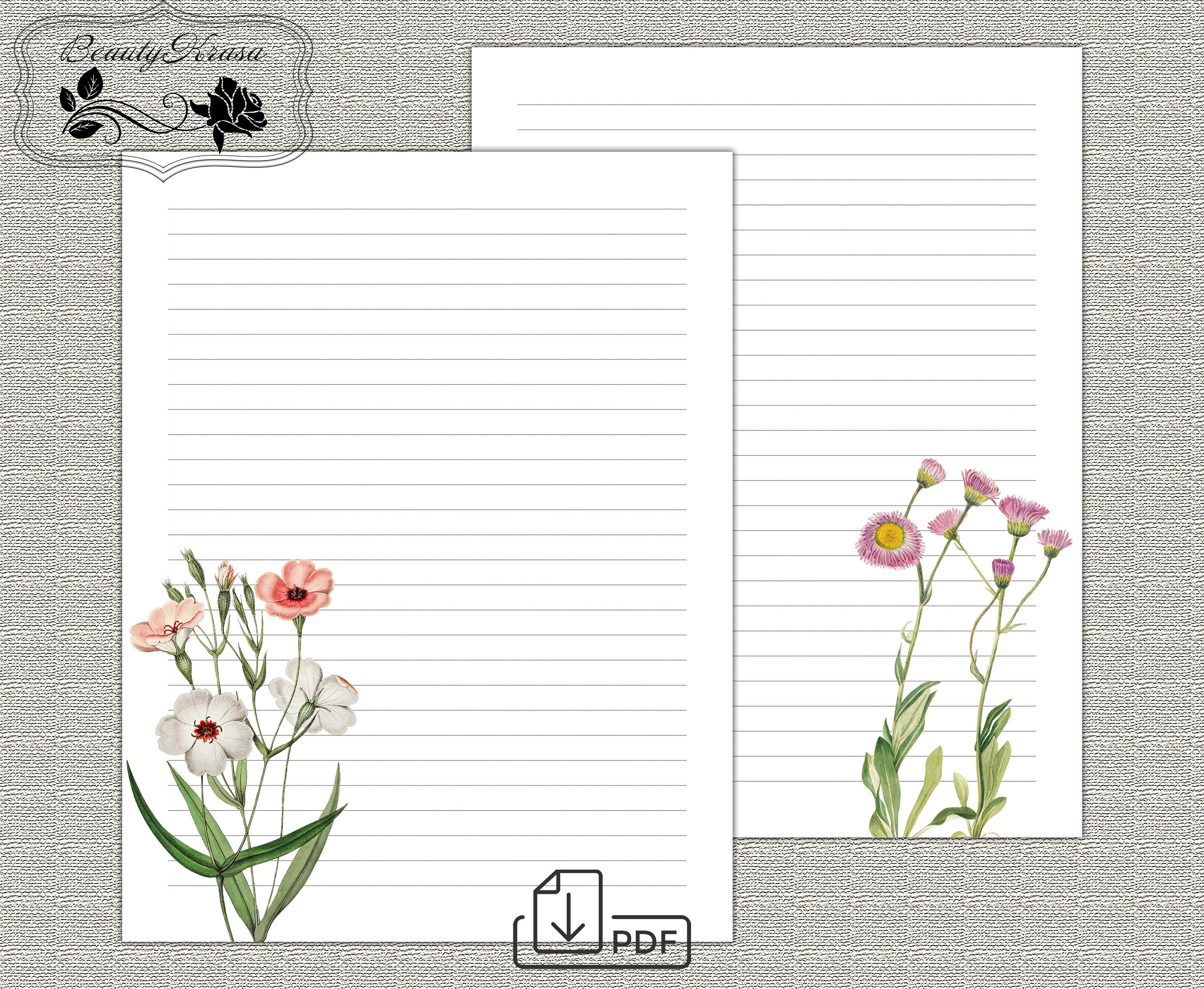 Letter Writing Bundlevintage Wildflowers Printable - Etsy