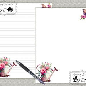 Letter Writing Bundle,printable Pdf Stationery Set Pink Flower,unlined ...