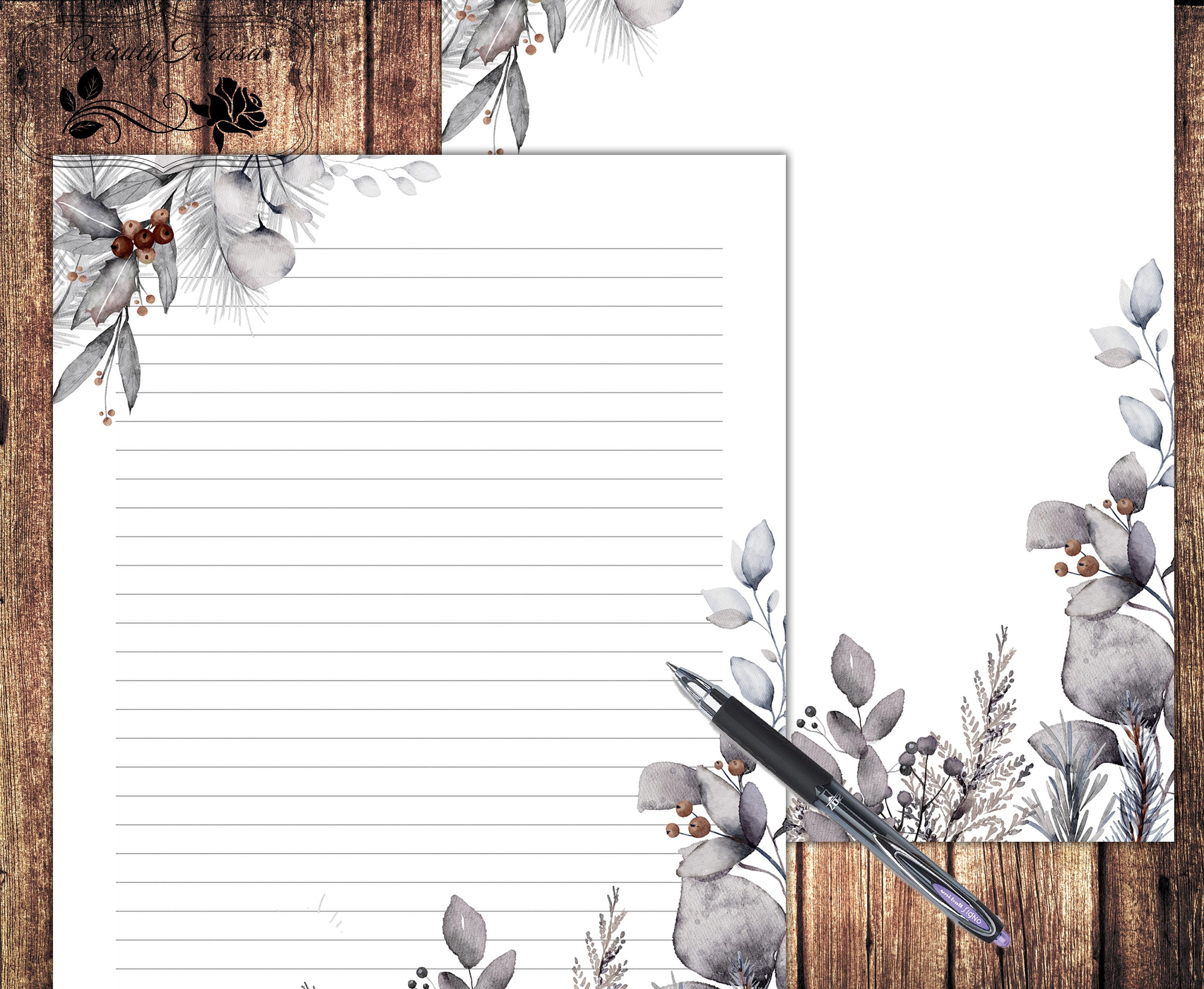 Stationary Printable Digital Set Winterletter Writing - Etsy
