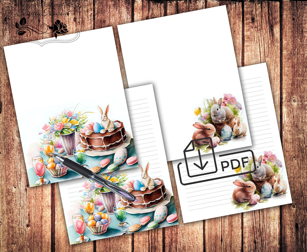 Printable Stationary Set Easter,letter Writing Paper,unlined Lined ...