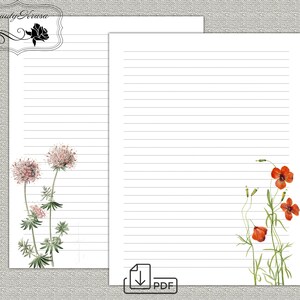 Letter Writing Bundle,vintage Wildflowers Printable Stationery,unlined ...