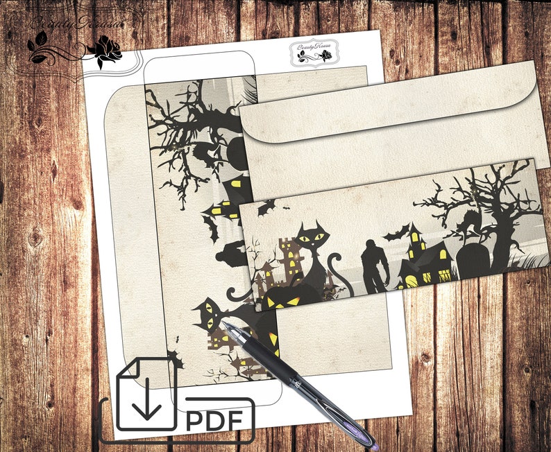 Printable Stationery Halloween Set 6letter Writing Holidays - Etsy