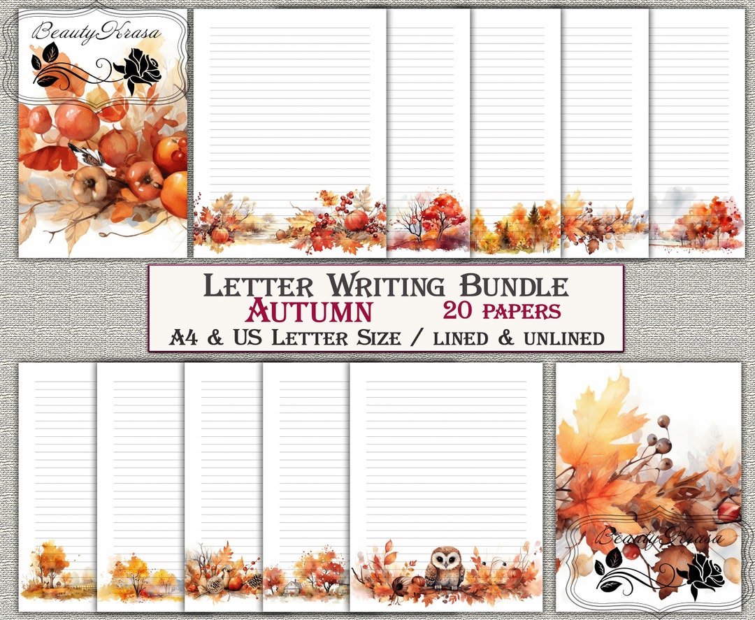 Letter Bundle Writing Stationery Set,printable Stationary Autumn ...