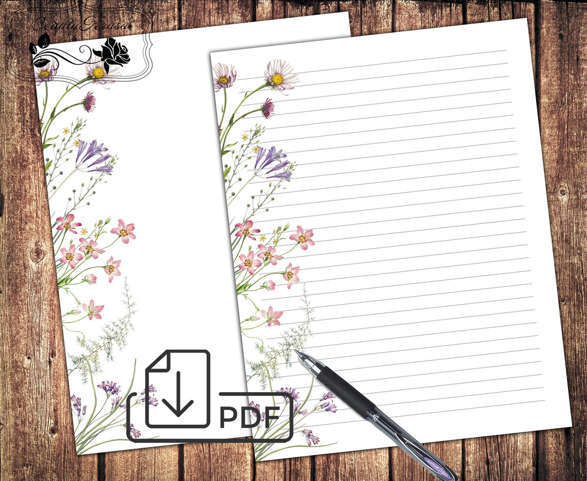 Wildflowers Printable Stationeryvintage Letter Writing Set - Etsy