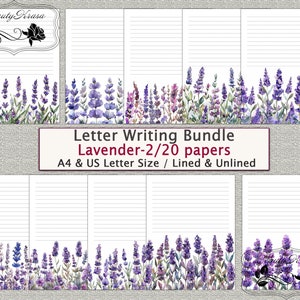 Letter Writing Bundle,printable Pdf Stationery Set Lavender-2,unlined ...