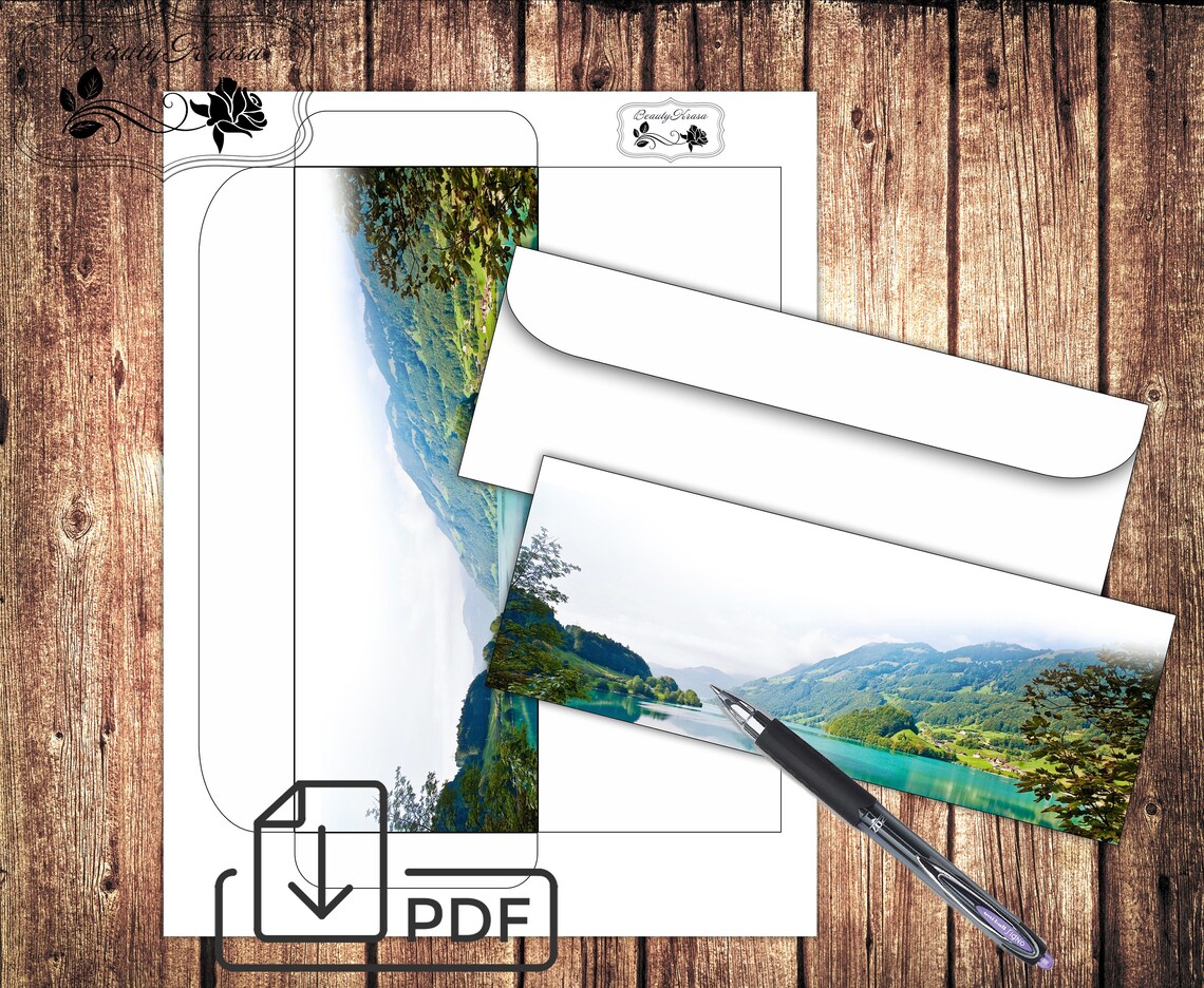 Printable Letter Writing Paper Mountain Landscapestationery | Etsy