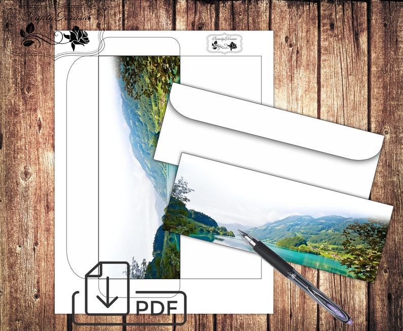 Printable Letter Writing Paper Mountain Landscapestationery | Etsy