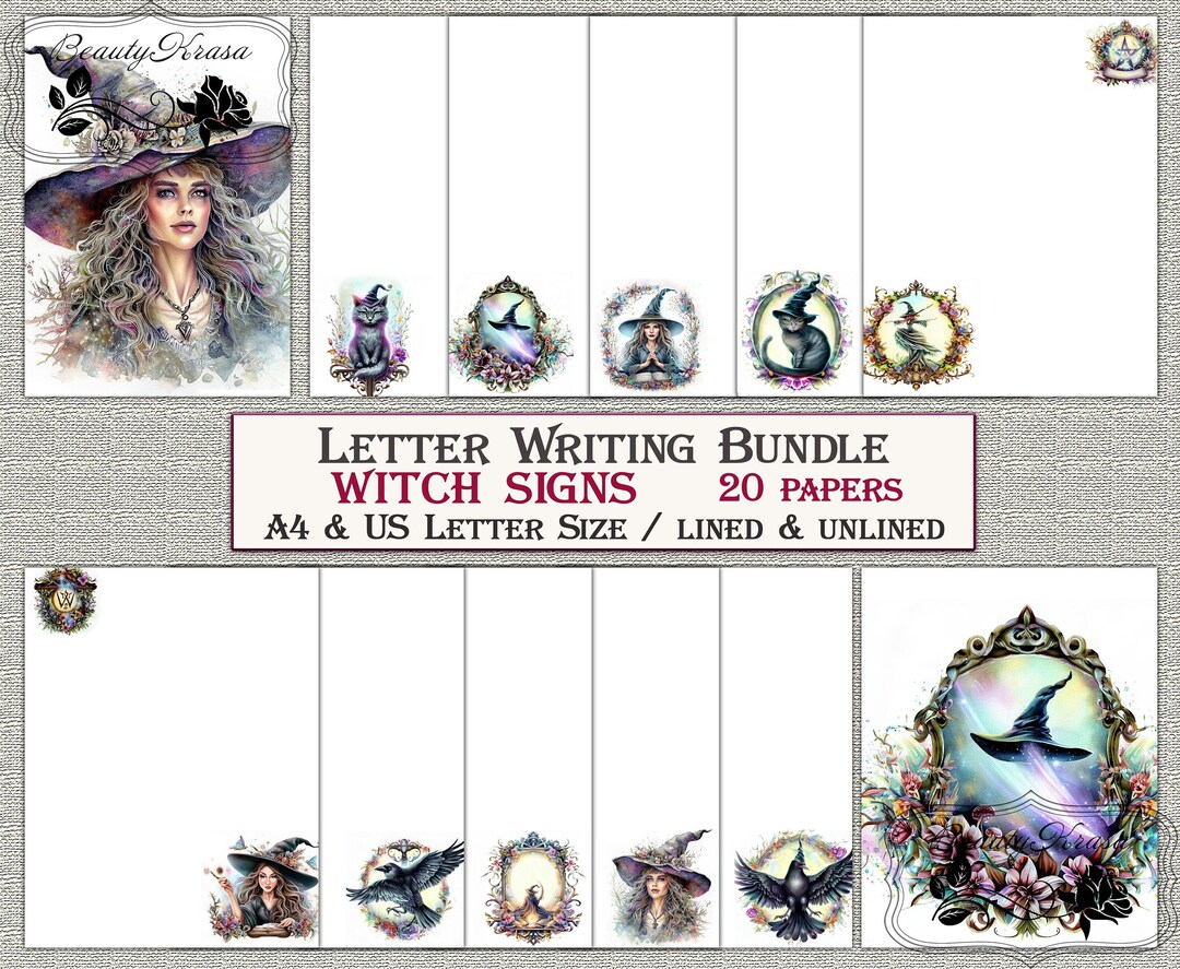 Letter Bundle Writing Stationery Set,printable Stationary Witch Signs ...
