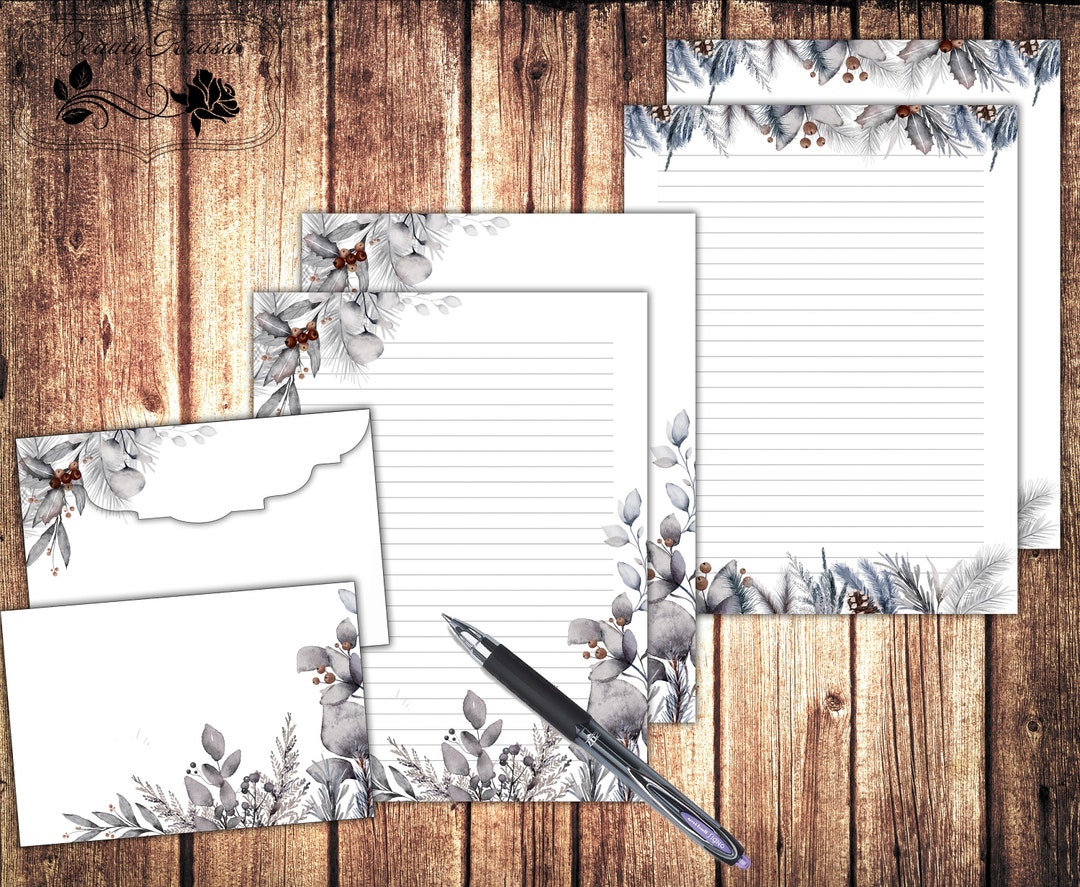 Stationary Printable Digital Set Winter,letter Writing Paper&envelope ...