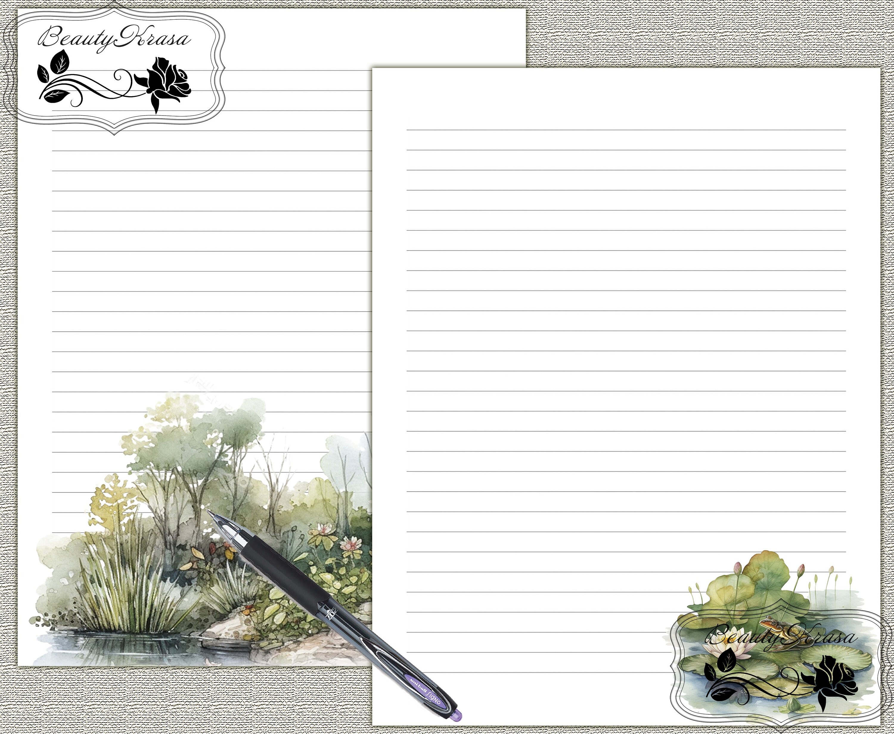 Letter Writing Bundleprintable Pdf Stationery Set Lily - Etsy
