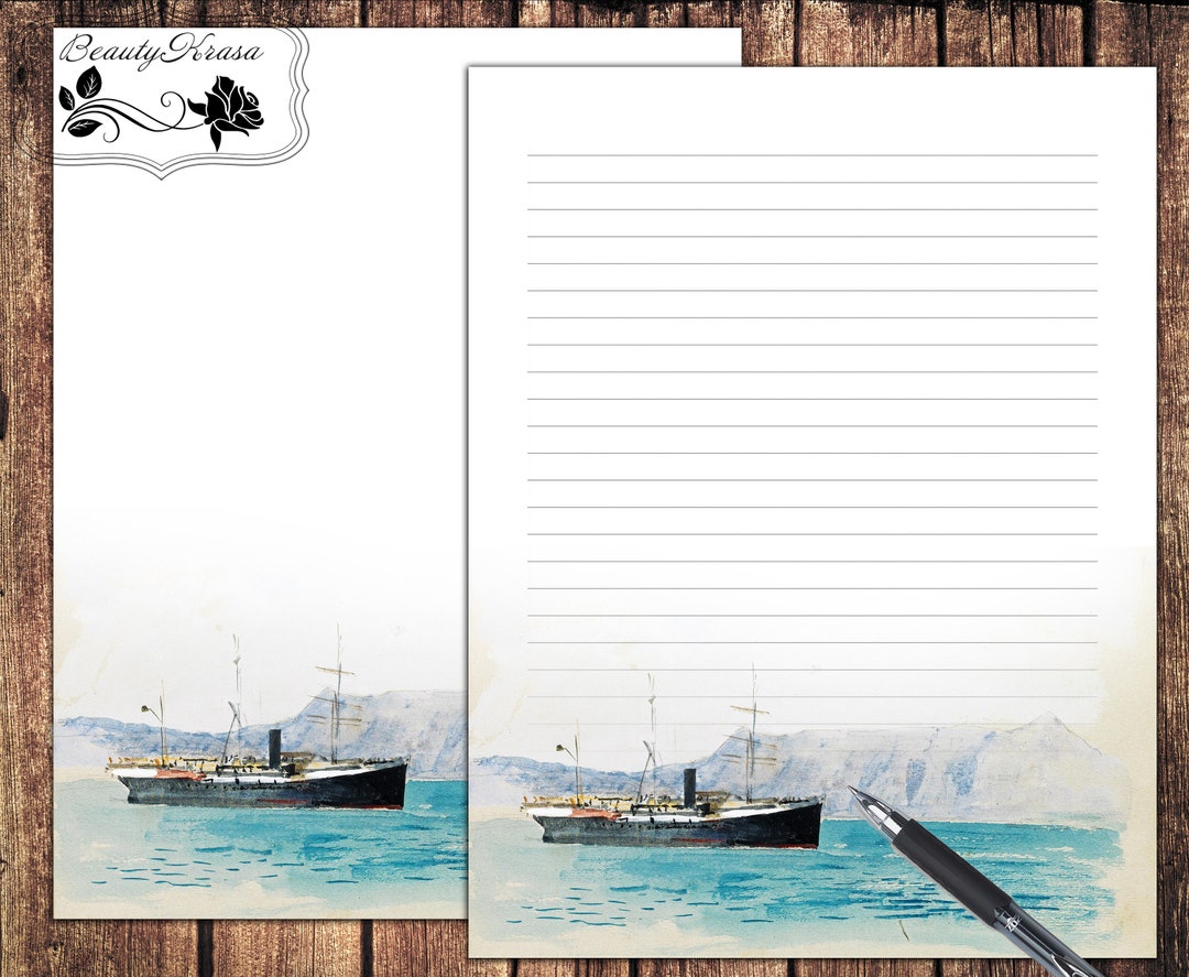Ocean Ship Stationery Letter Writing Set,printable Letters,unlined ...