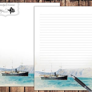 Ocean Ship Stationery Letter Writing Set,printable Letters,unlined ...