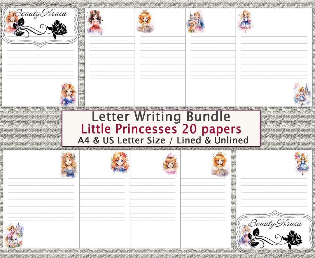 Letter Writing Bundle,printable Pdf Stationery Set Little Princesses ...