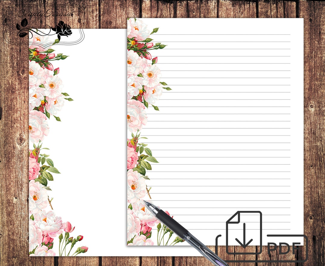 Letter Printable Writing Paper, Stationery Set, Unlined Lined Paper ...