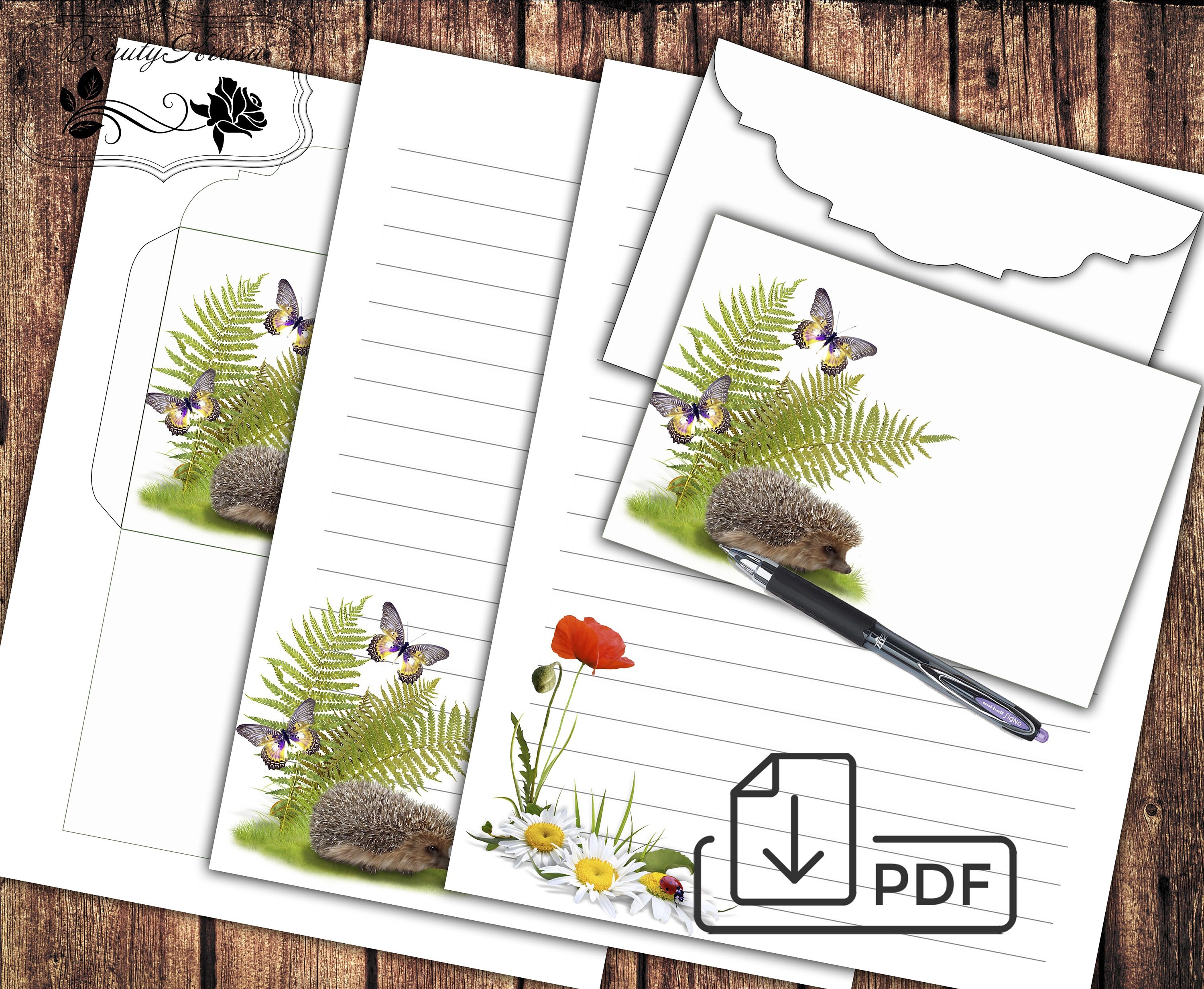 Stationary Setprintable Botanical Letter Writing Lined - Etsy