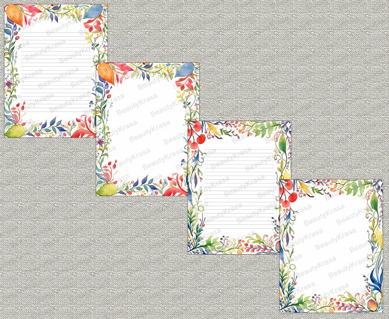 Letter Writing Bundle, Medieval Frame Digital Stationery,unlined Lined ...
