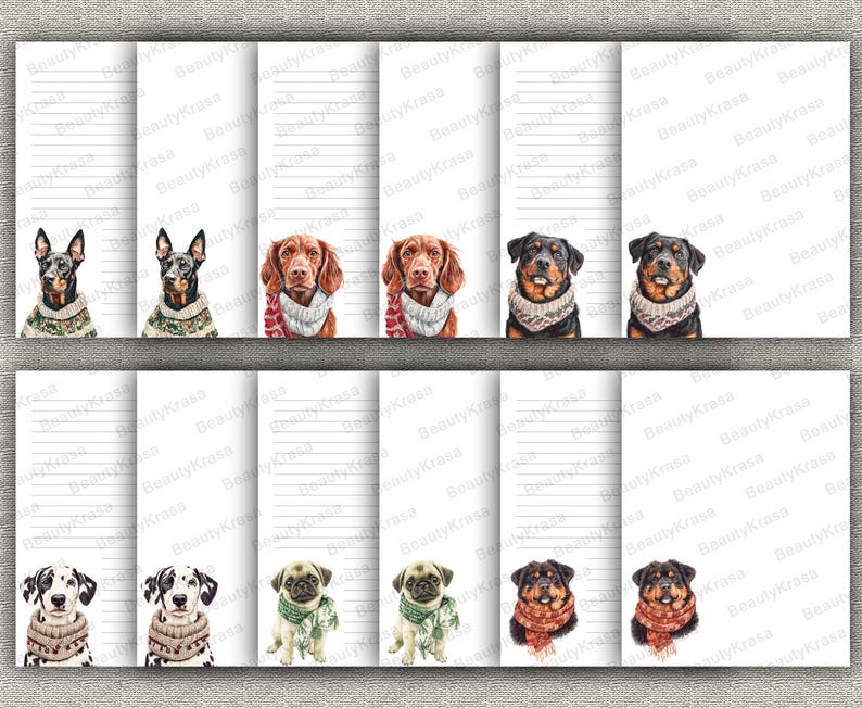 Letter Writing Bundle, Dogs in Warm Clothes Digital Pdf Stationery Set ...