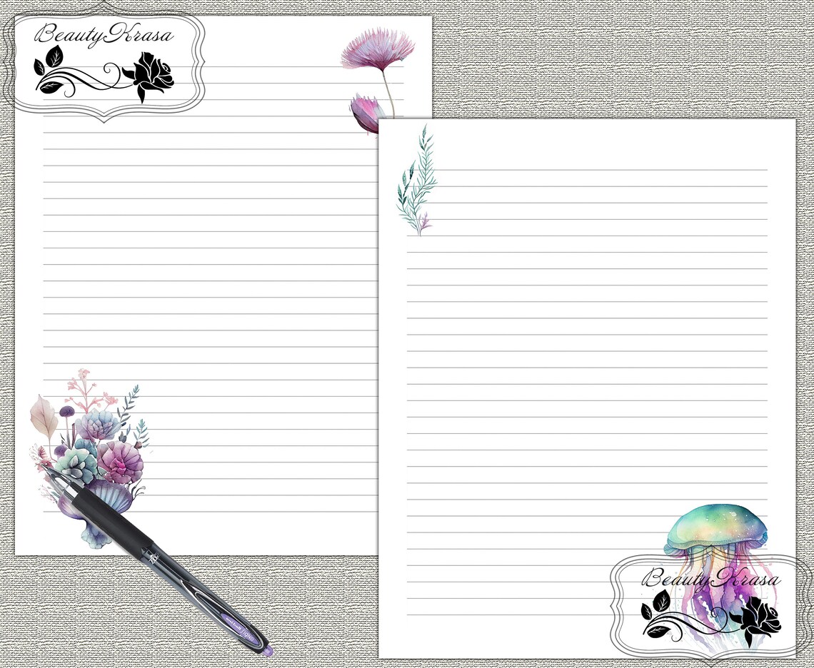 Letter Writing Bundle Sea Life Printable Stationeryunlined - Etsy