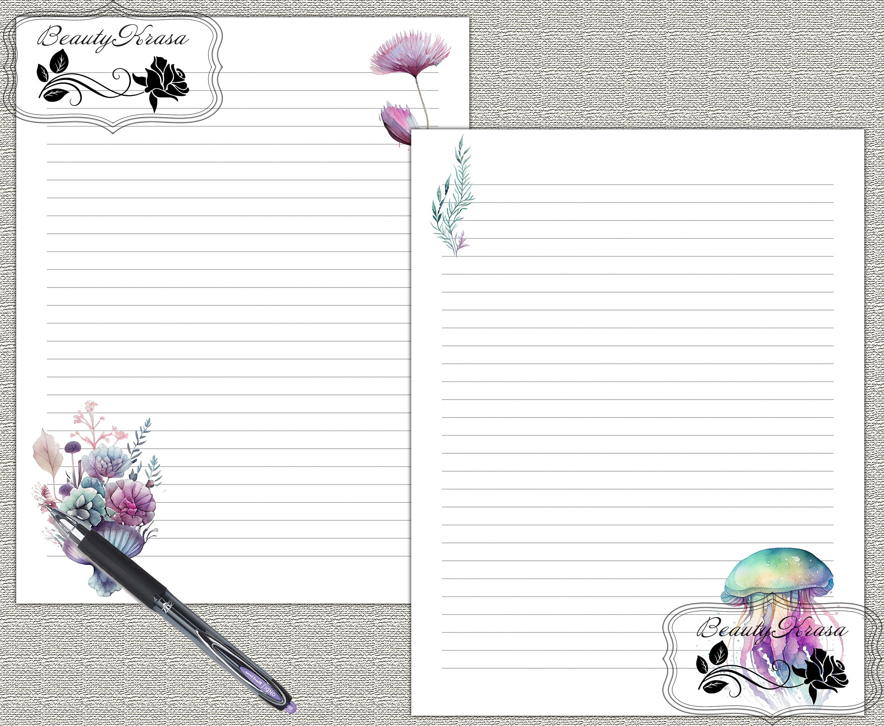 Letter Writing Bundle Sea Life Printable Stationeryunlined - Etsy