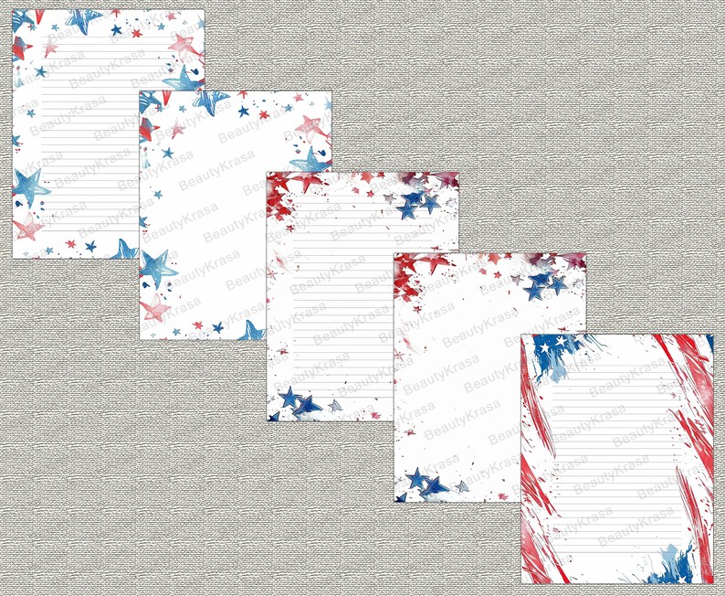 Letter Writing Bundle,independence Day PDF Stationery,unlined Lined 20 ...