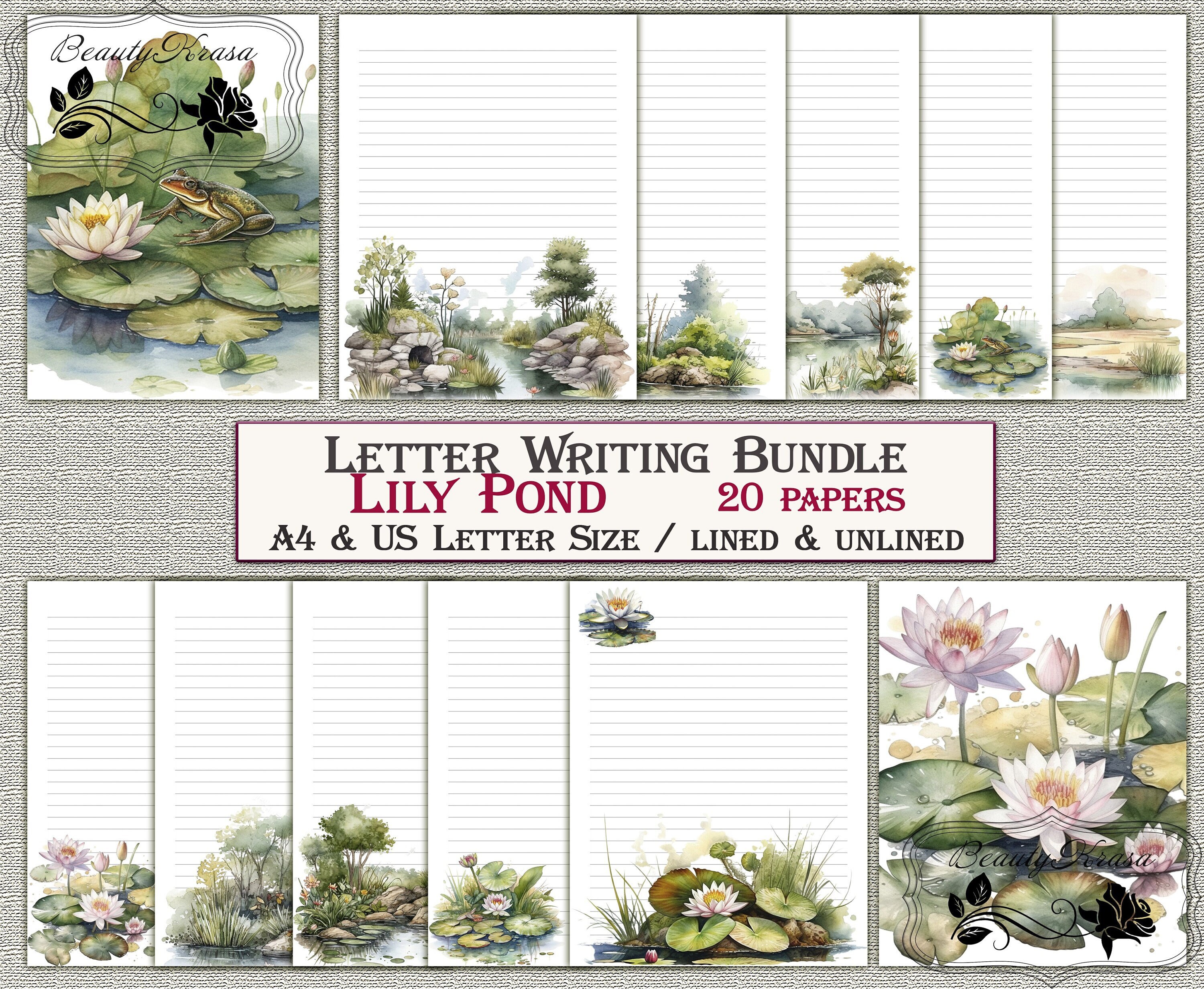 Letter Writing Bundleprintable Pdf Stationery Set Lily - Etsy