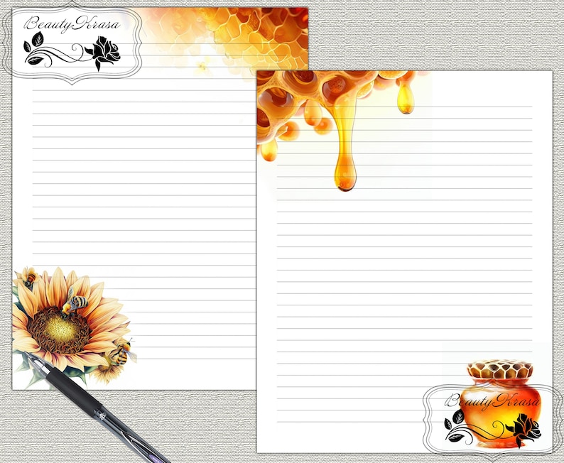 Letter Bundle Writing Stationery Set,printable Stationary Pdf Honey and ...