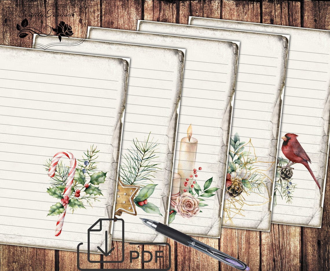 Christmas Stationary Digital Setletter Writing Lined Paper - Etsy